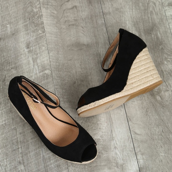 KAYLEEN By Los Angeles | Shoes | Peep Toe Ankle Strap Espadrille ...
